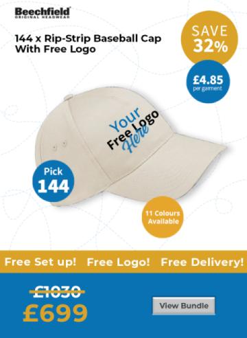 144 Rip-Strip Caps: £699+VAT, FREE Logo & Delivery!