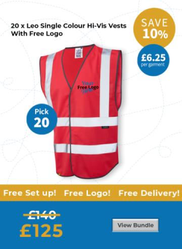 20 Leo Hi-Vis Vests: £125+VAT, FREE Logo & Delivery!