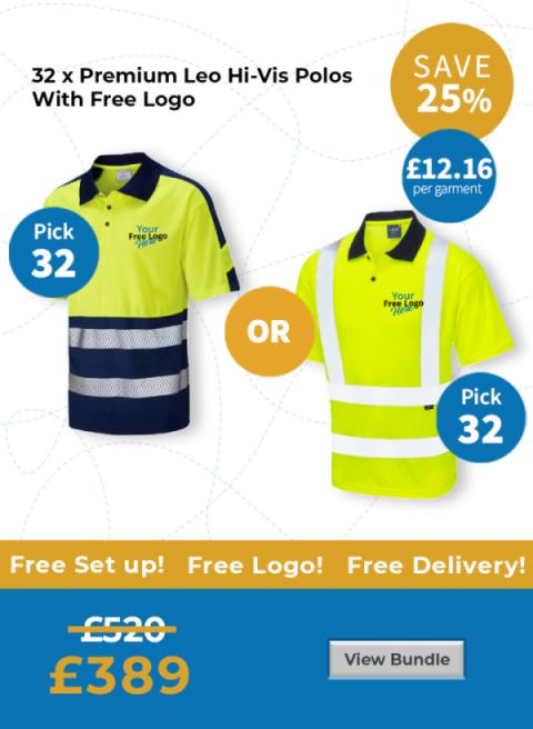 32 Leo Hi-Vis Polos: £389+VAT, FREE Logo & Delivery!