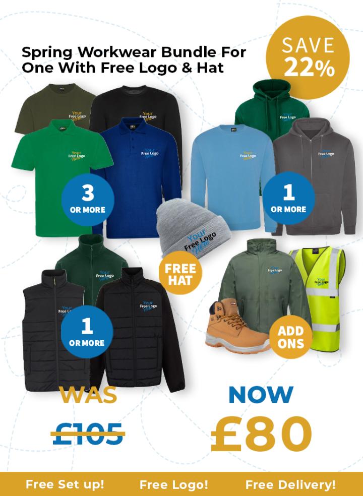Spring Workwear Bundle: 3 Tops, 1 Midlayer, 1 Outerwear + FREE Hat